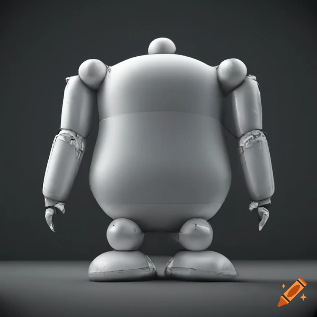 Humorous illustration of a blimp-like inflatable robot on Craiyon