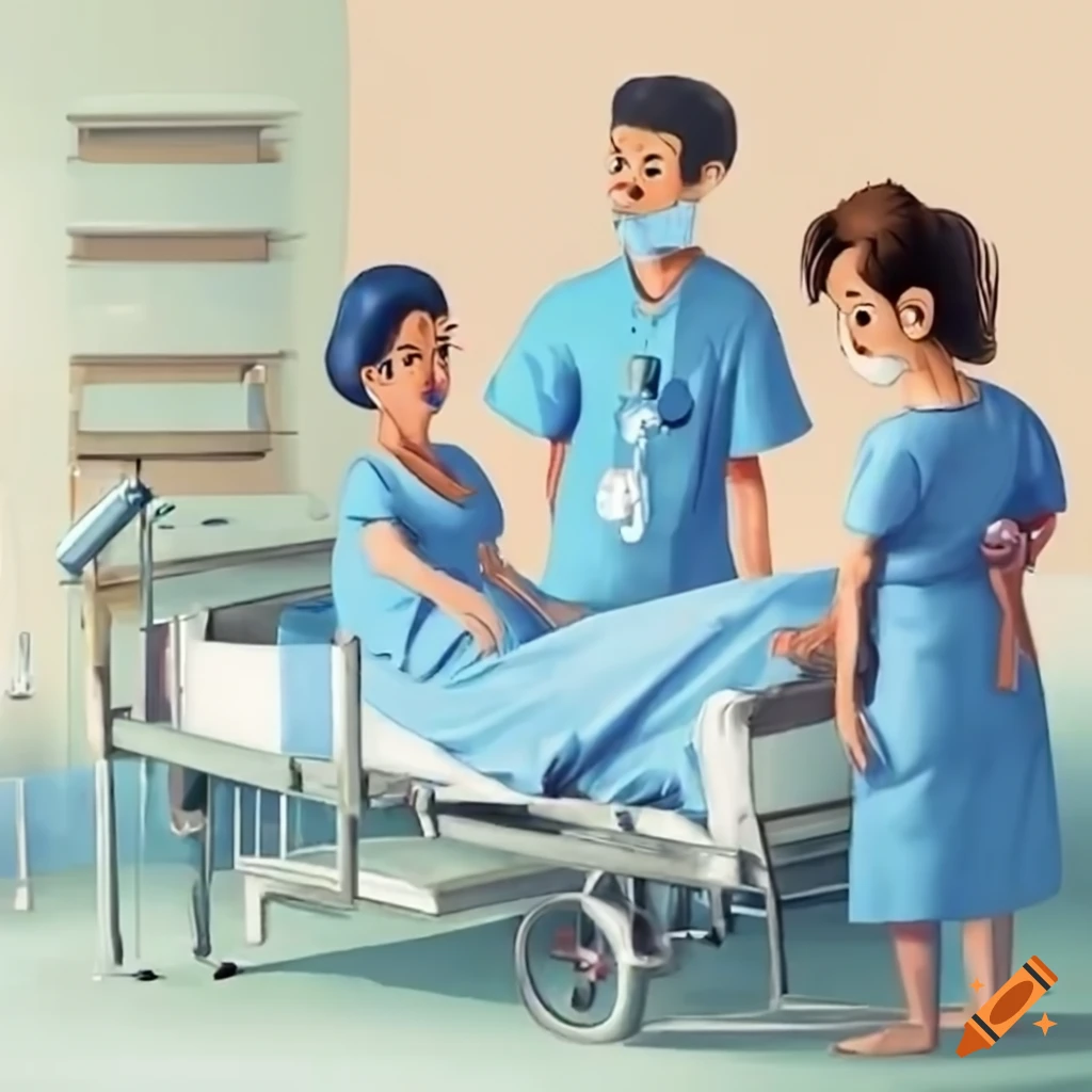 Animated scene of a medical crisis in a hospital on Craiyon