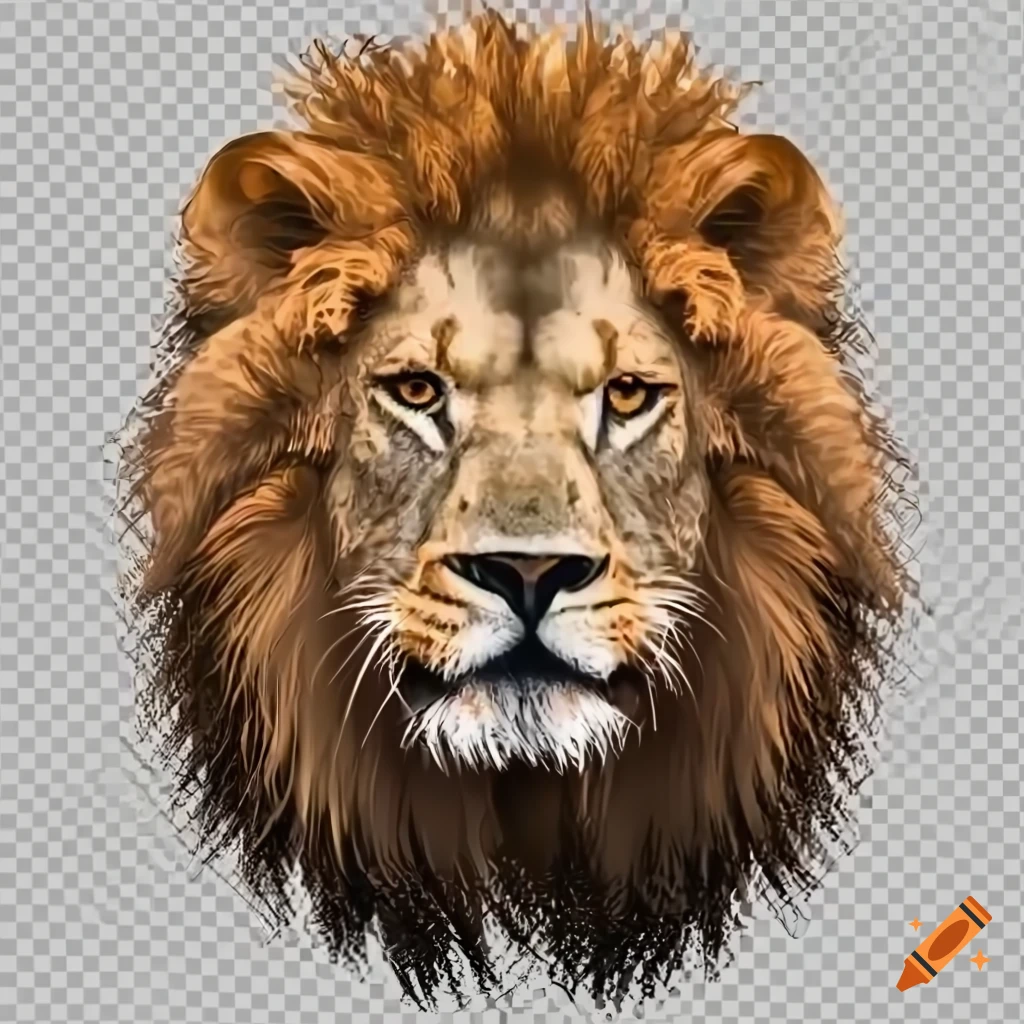 Transparent lion face with fierce expression on Craiyon