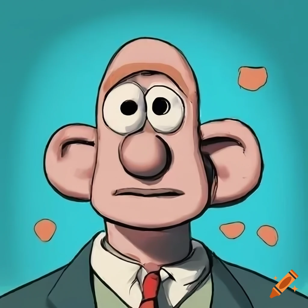 Wallace from wallace and gromit in an anime style