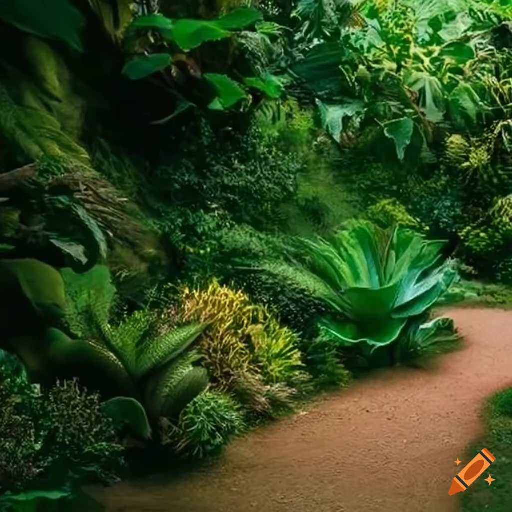 Surreal garden with exotic plants on Craiyon