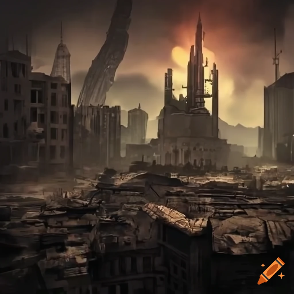 Image of a post-apocalyptic ruined city on Craiyon