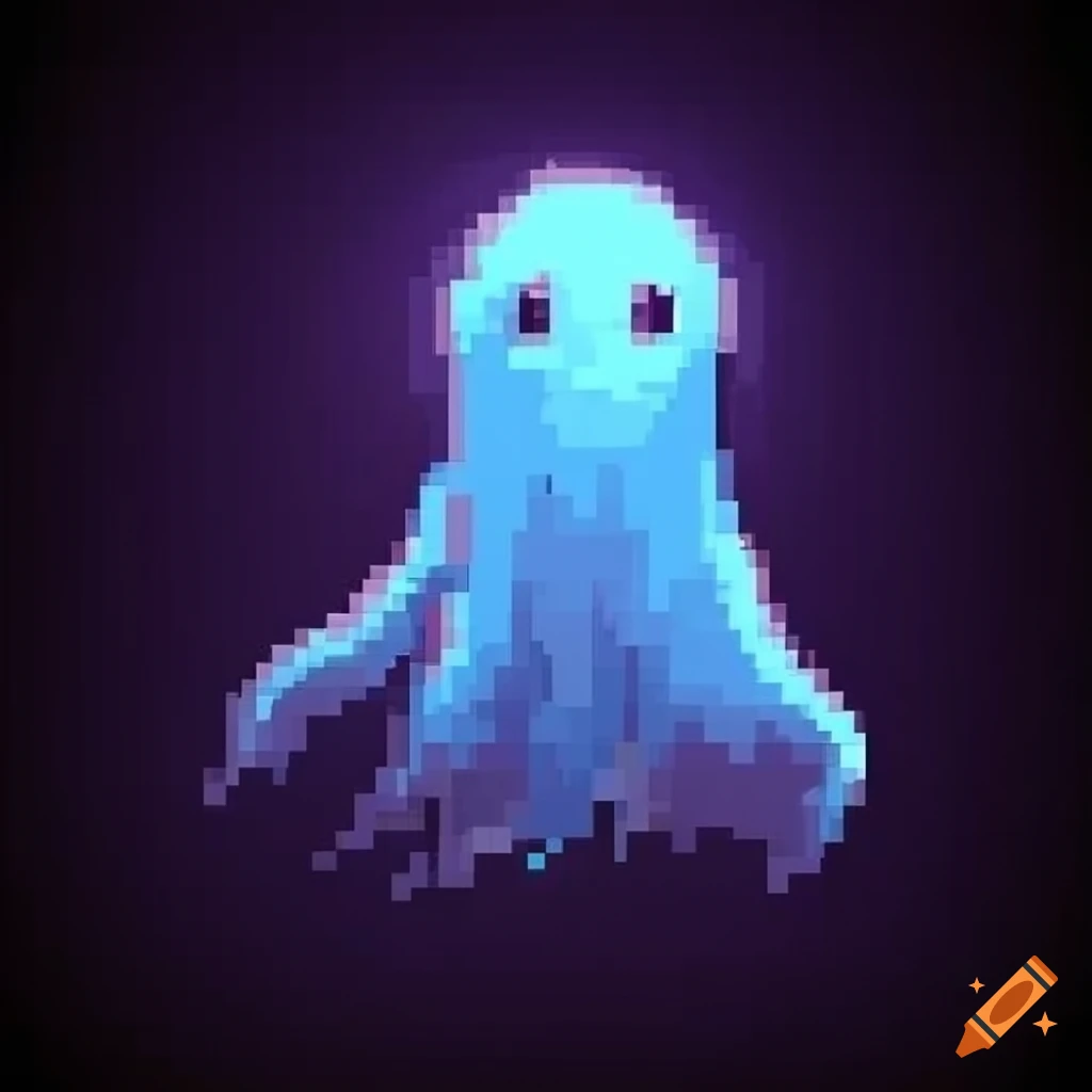 Pixel art of a ghost on Craiyon