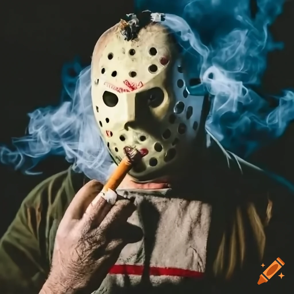 Image of Jason Voorhees smoking marijuana on Craiyon