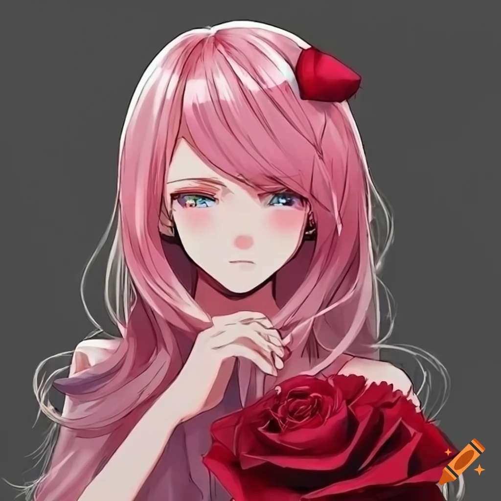 Red Rose Anime Girl