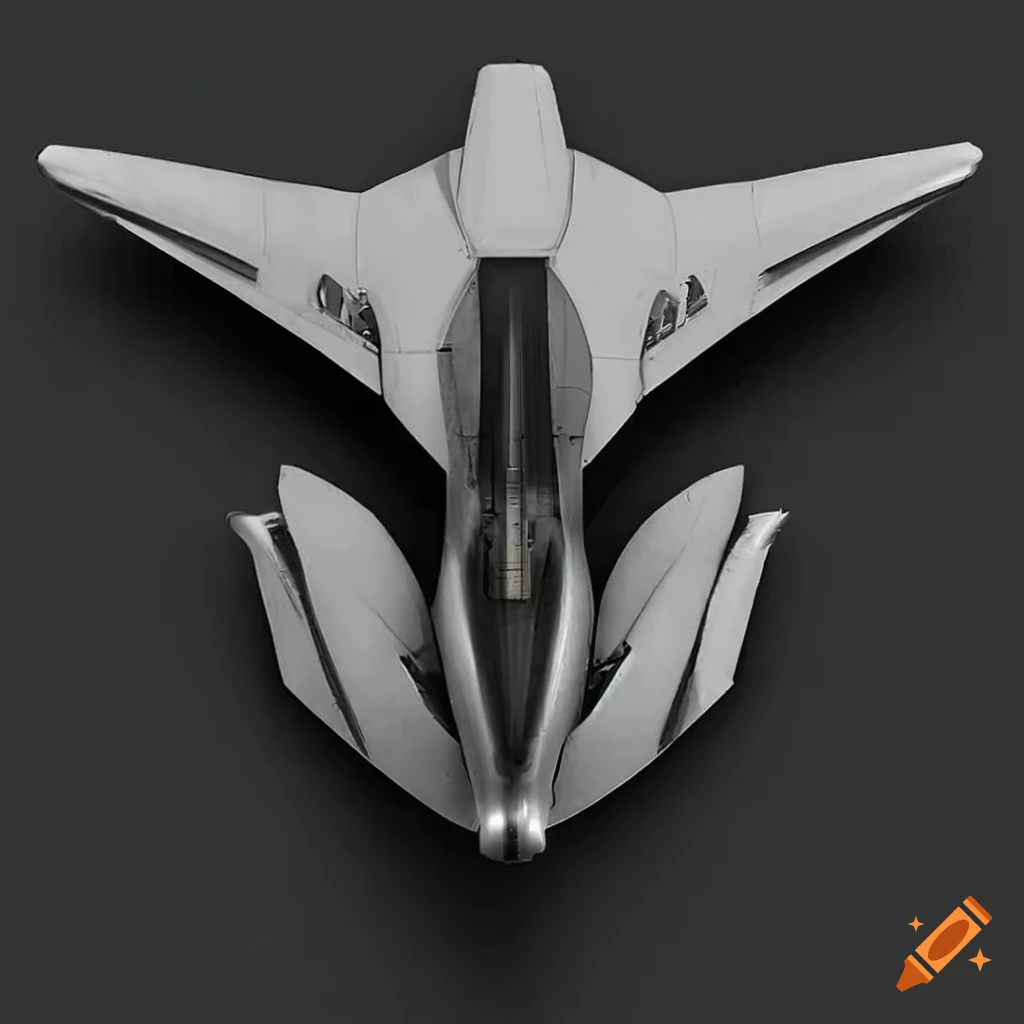 Top view of a futuristic concept plane flying in the sky on Craiyon