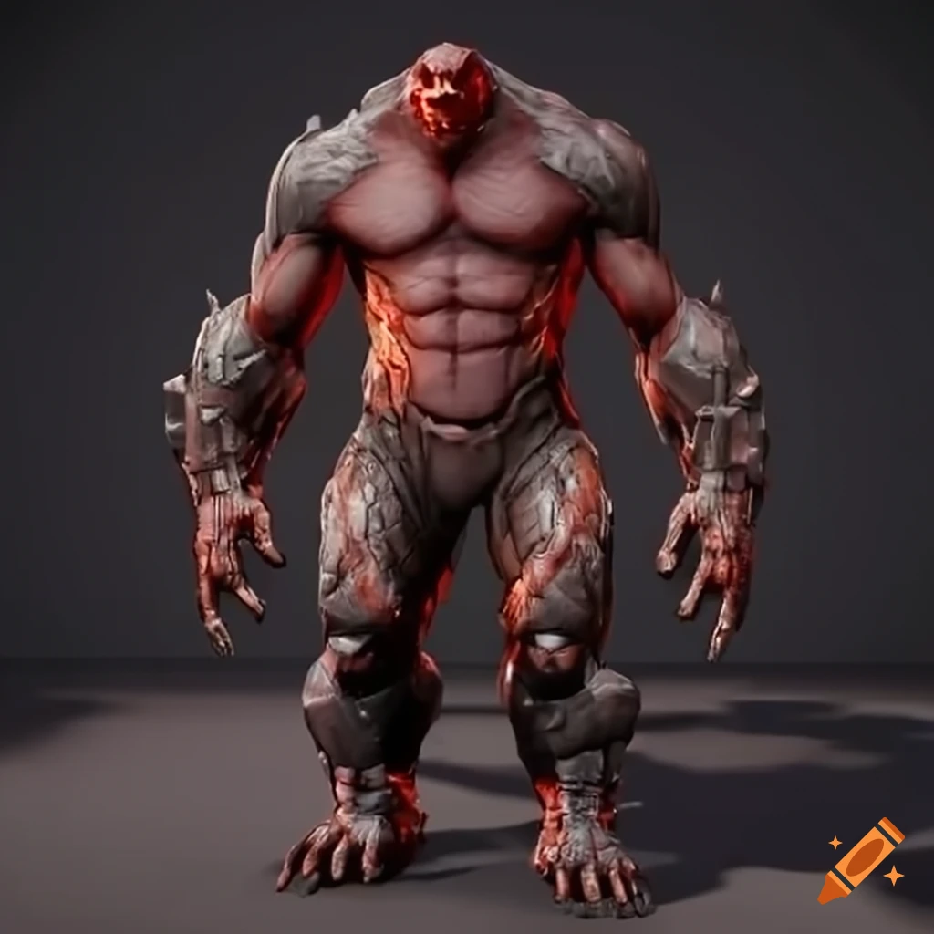 Sci-fi black stone armored golem cyborg in Unreal Engine 5 on Craiyon