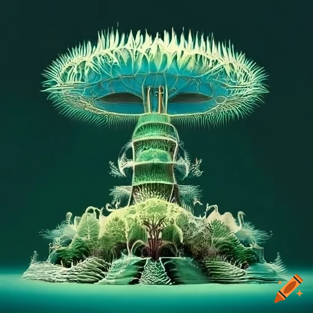 Futuristic landscape with unique plants on Craiyon