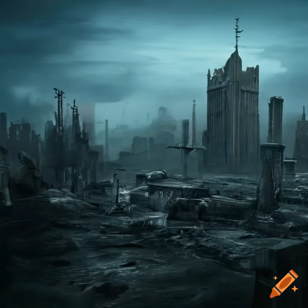 Realistic image of an abandoned post-apocalyptic city on Craiyon
