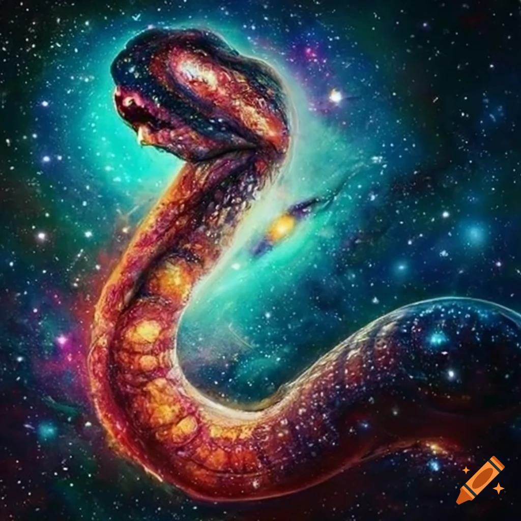 Artwork of a cosmic serpent consuming a galaxy on Craiyon