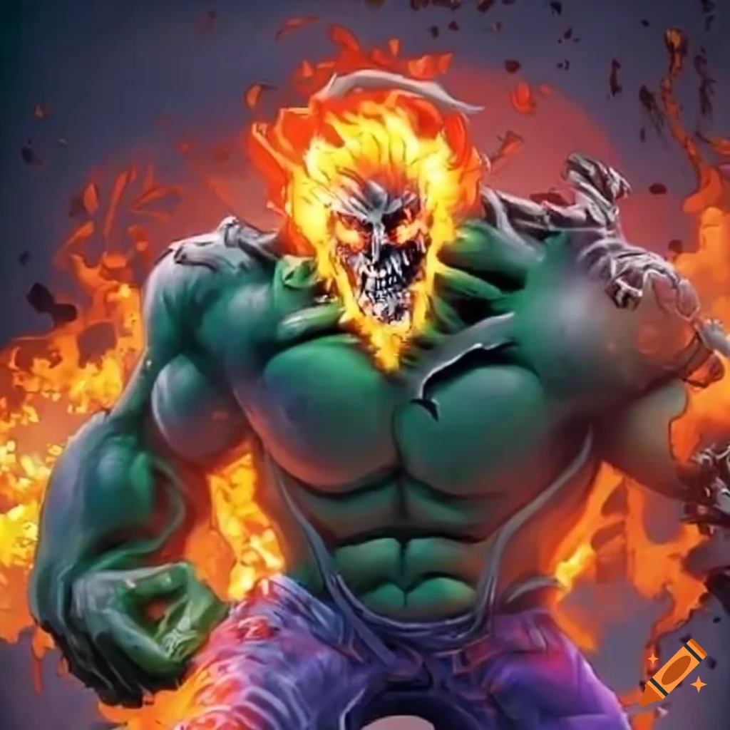 Hulk and ghost rider comic illustration