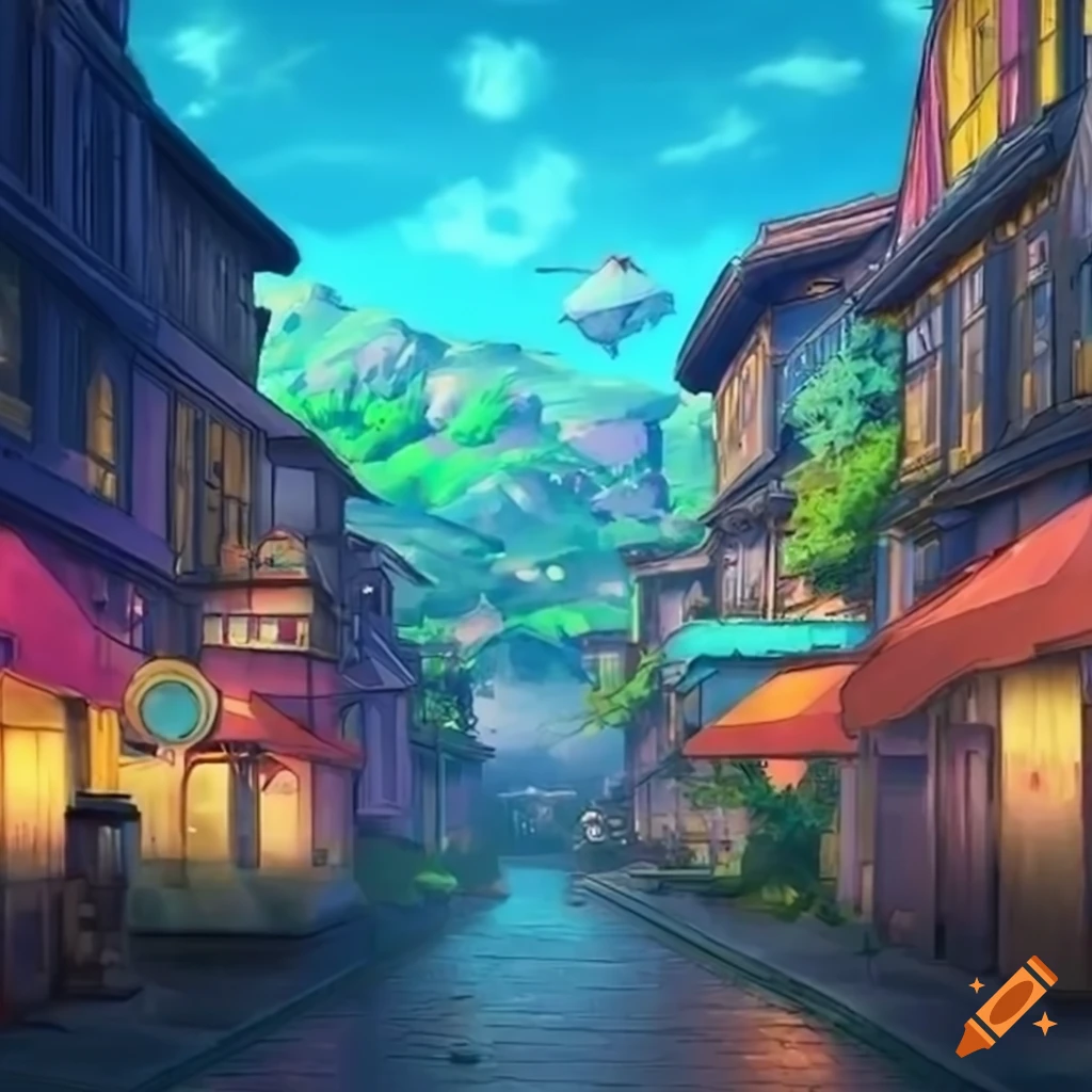 Ghibli-style fantasy city artwork on Craiyon