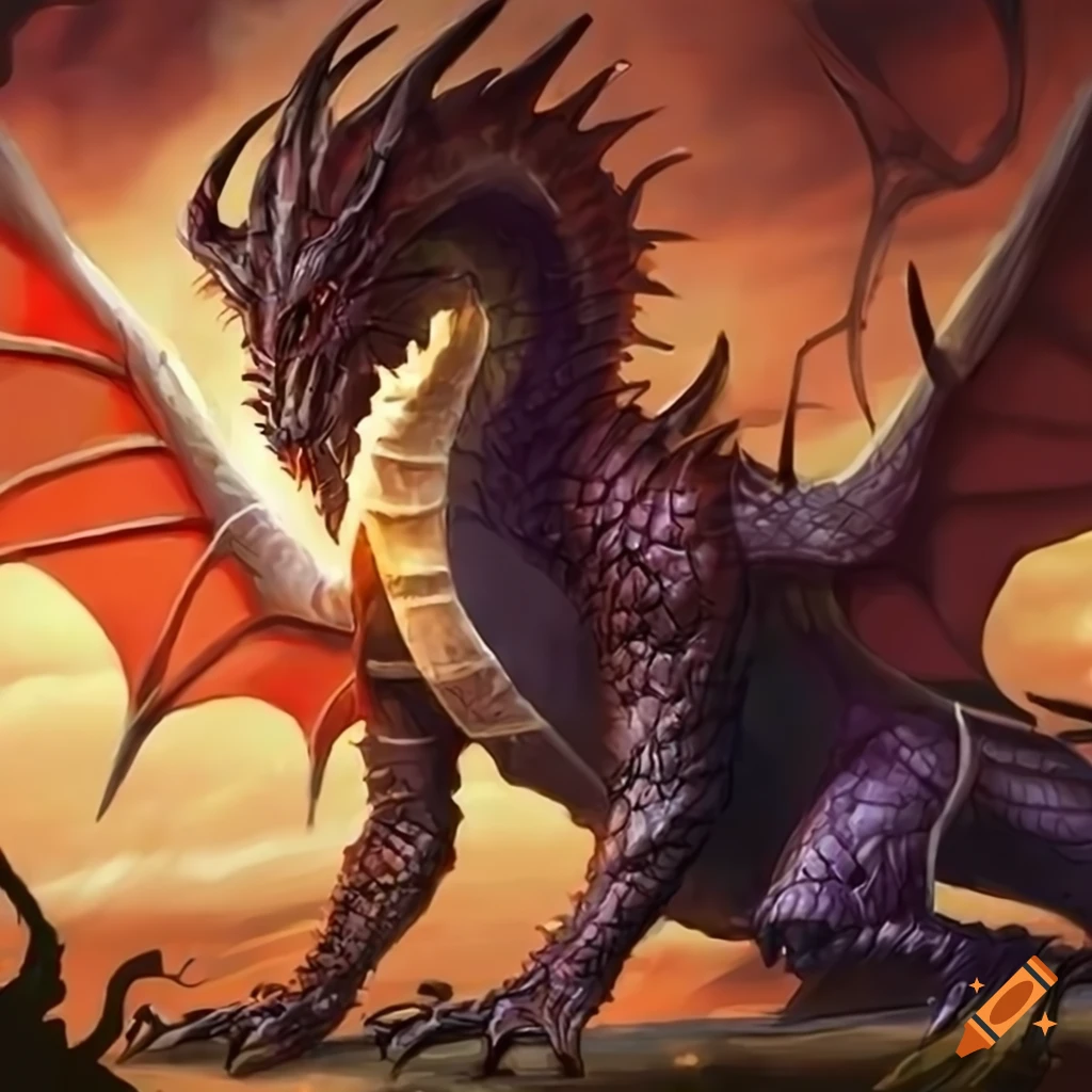 Illustration of a majestic dragon in magic the gathering style on Craiyon