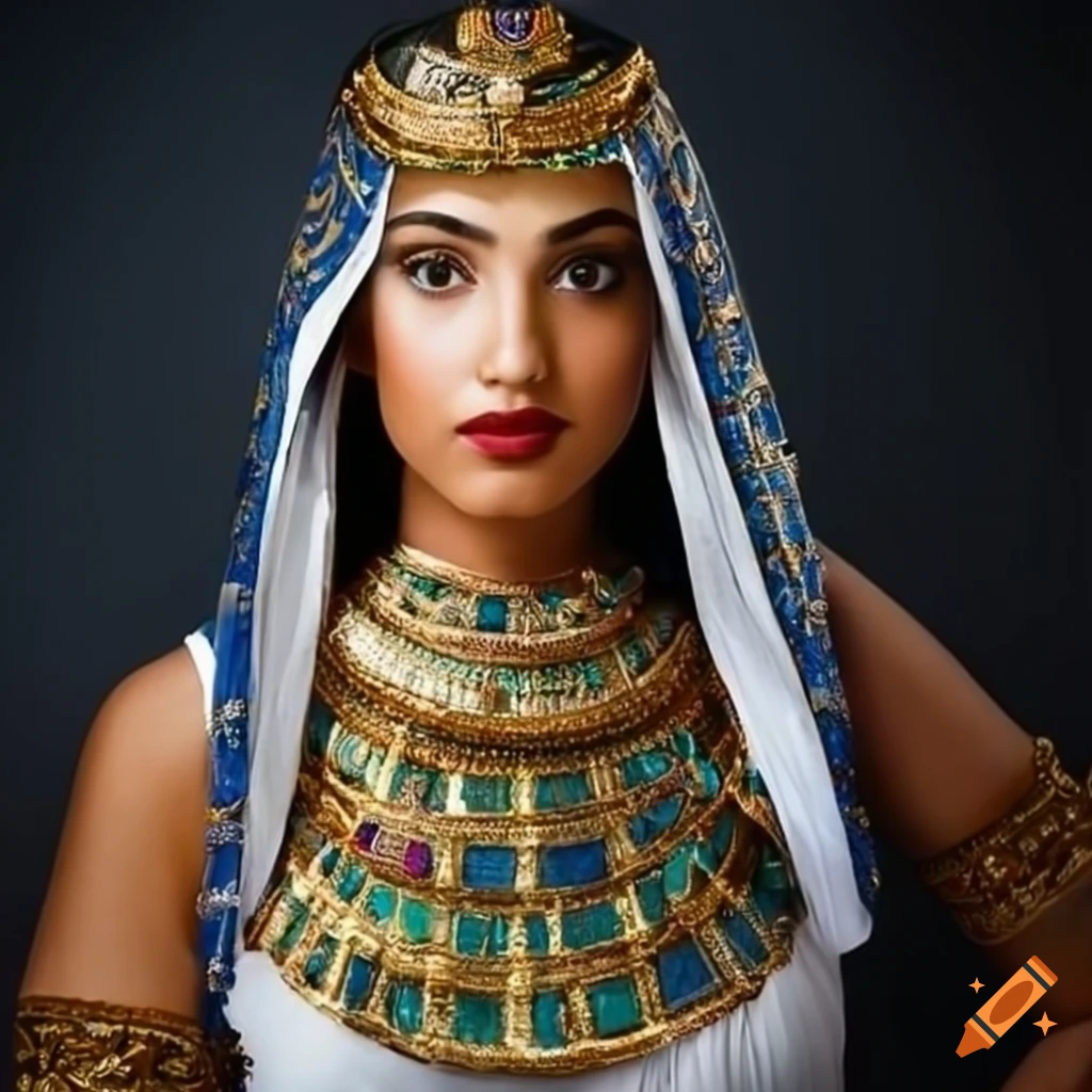 Portrait of a beautiful priestess in traditional Egyptian attire on Craiyon