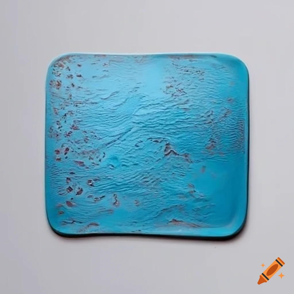 Bright blue metal plates with unique texture