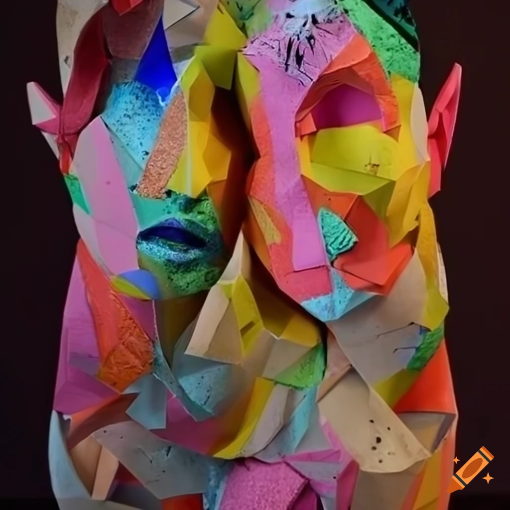 Sculpted origami figures with vibrant colors and intricate details on ...