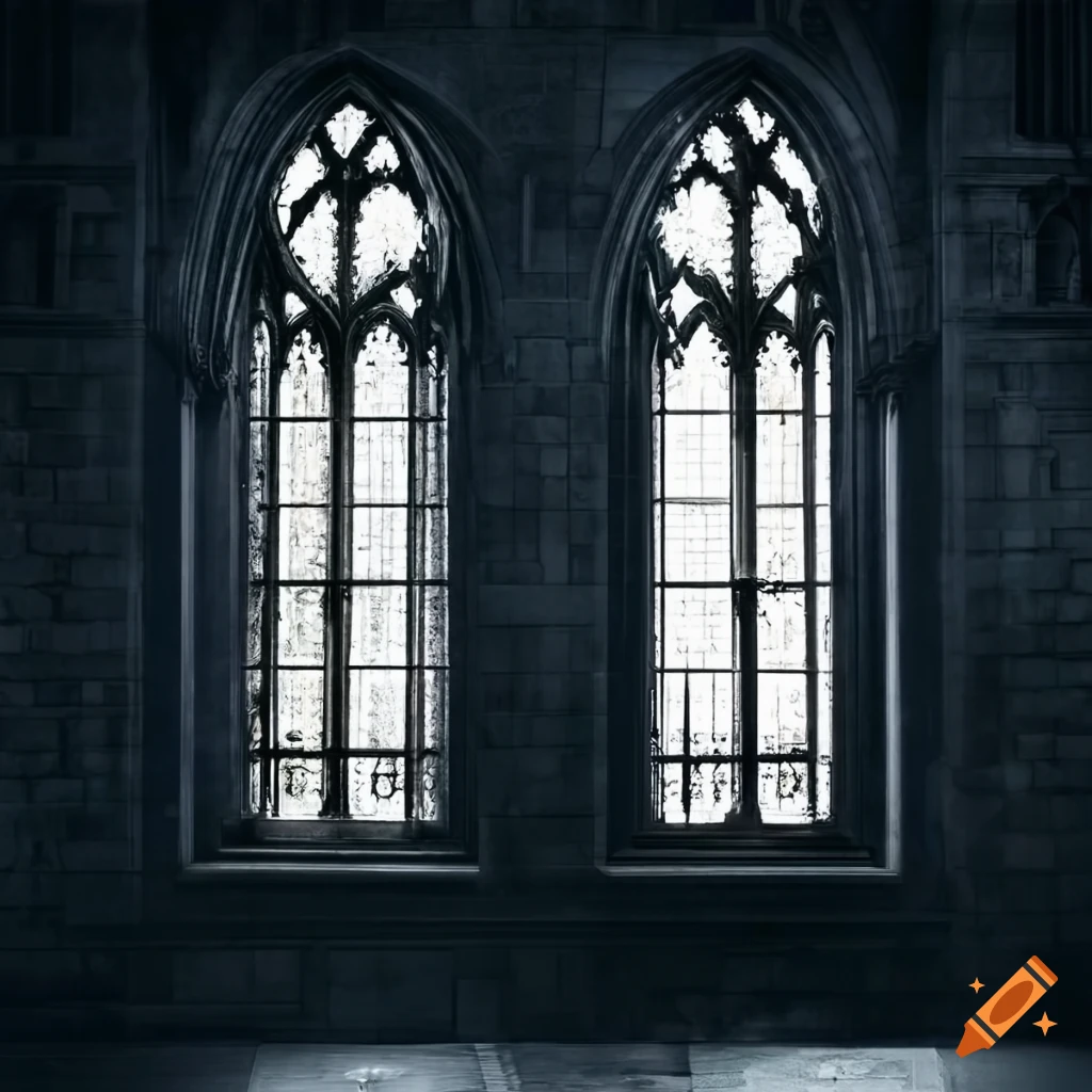 Gothic interior walls with windows on Craiyon