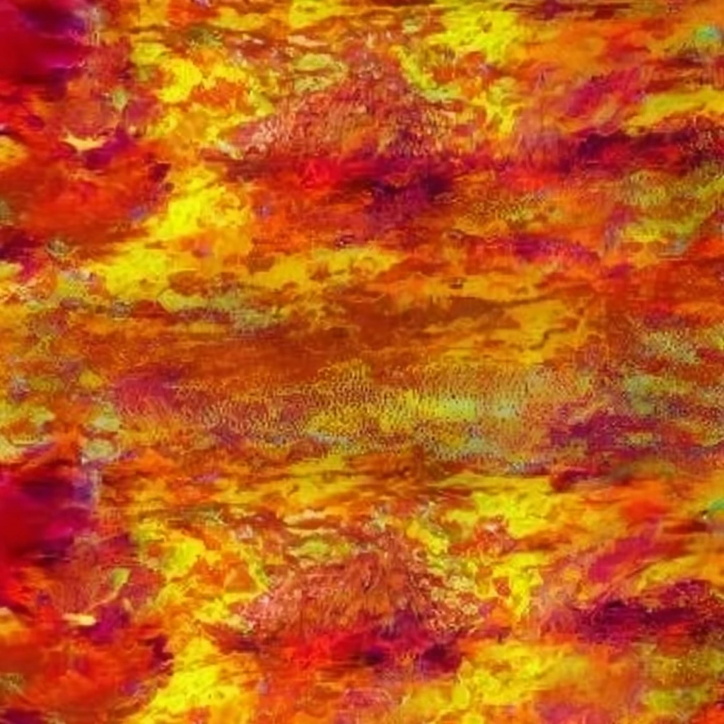 Yellow-orange and crimson acid splotch fabric pattern on Craiyon