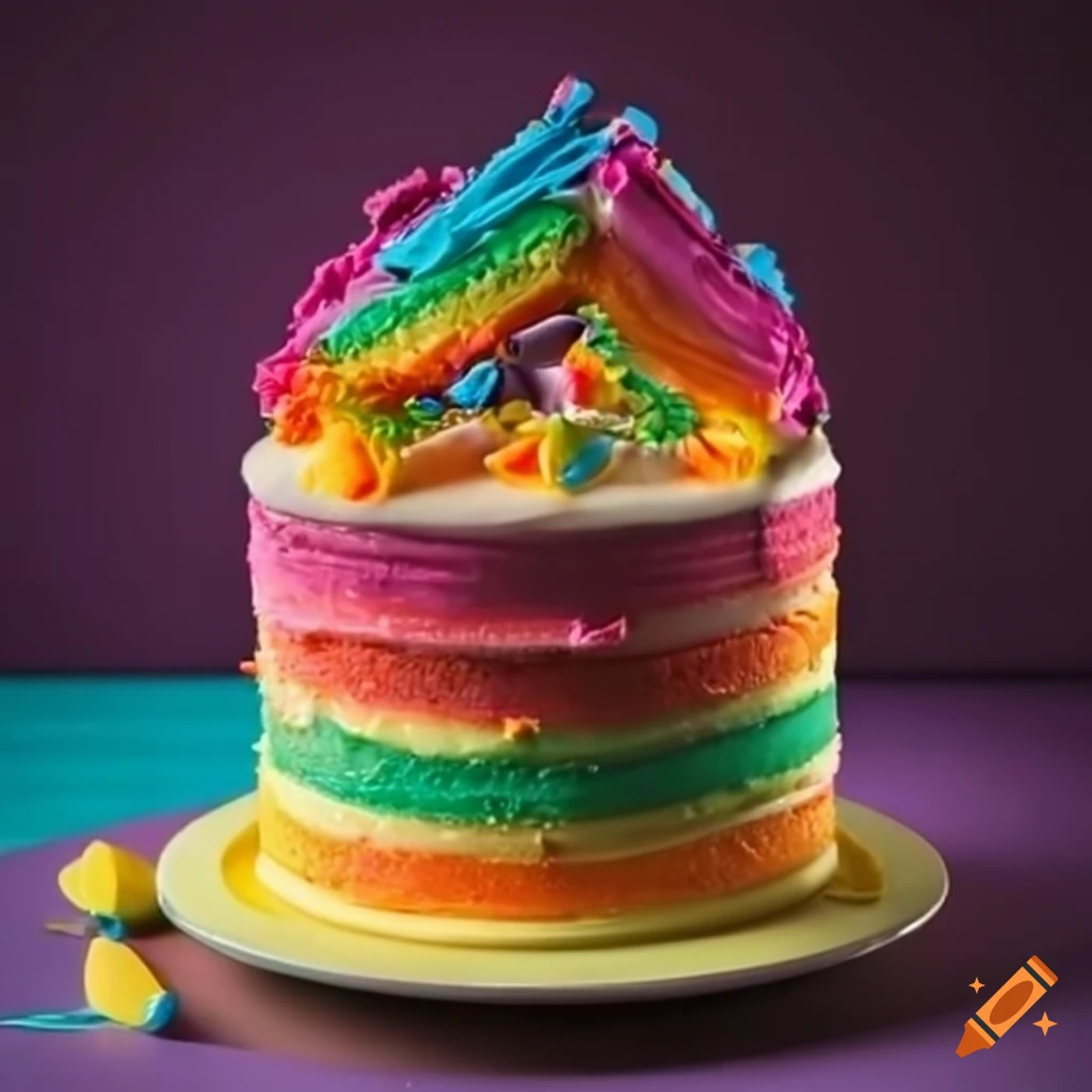 Colorful and delicious rainbow cake on Craiyon