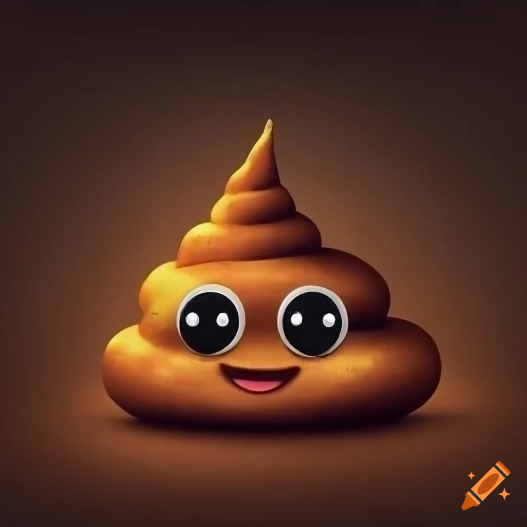 Artistic creation of a cute poop in a mysterious scenery on Craiyon