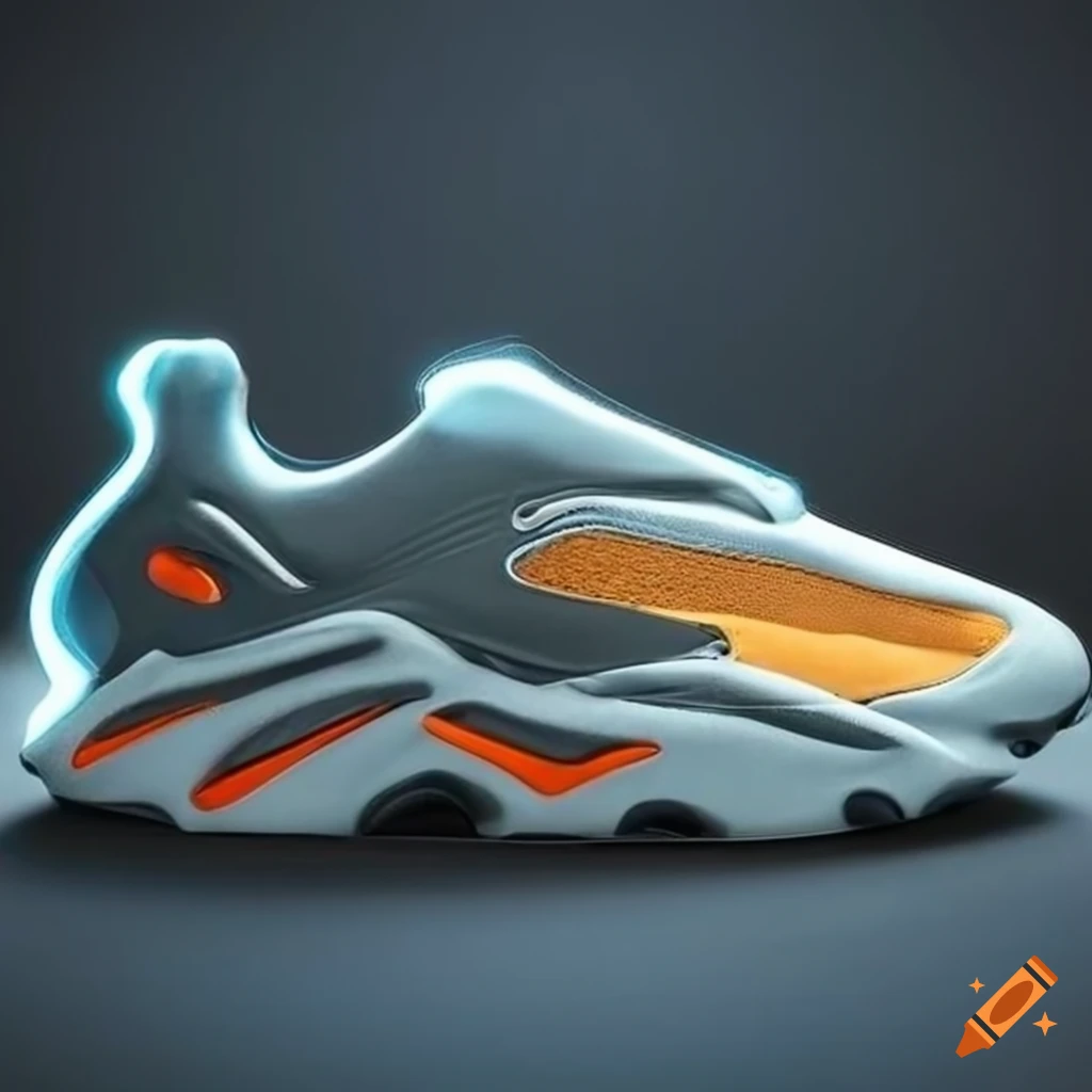 Sleek and futuristic blend of Yeezy sneakers on white background on Craiyon