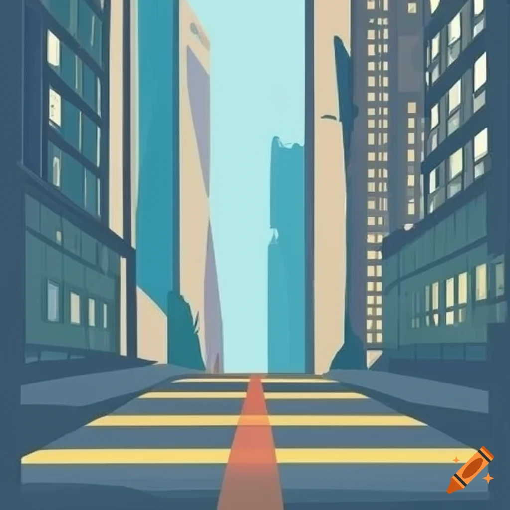 Simple city sidewalk illustration on Craiyon