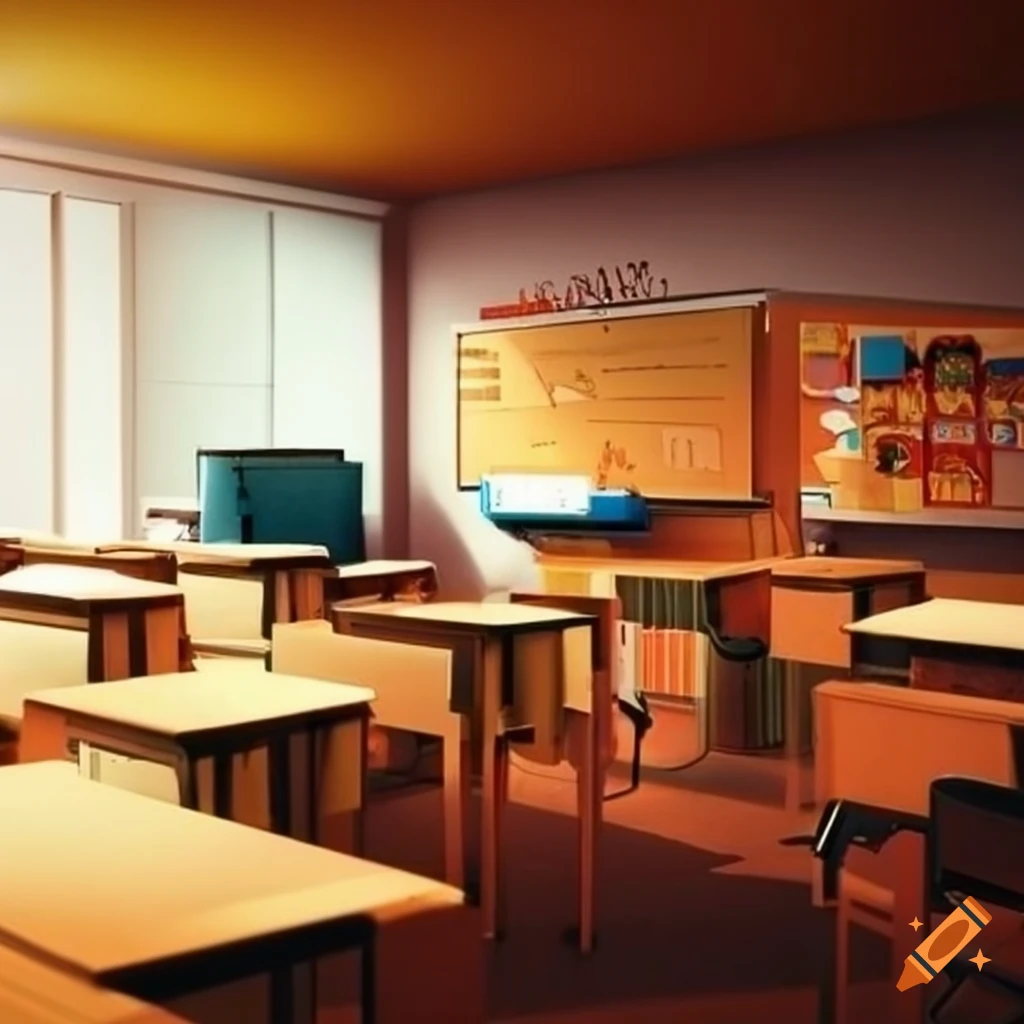 Photo of a futuristic classroom on Craiyon