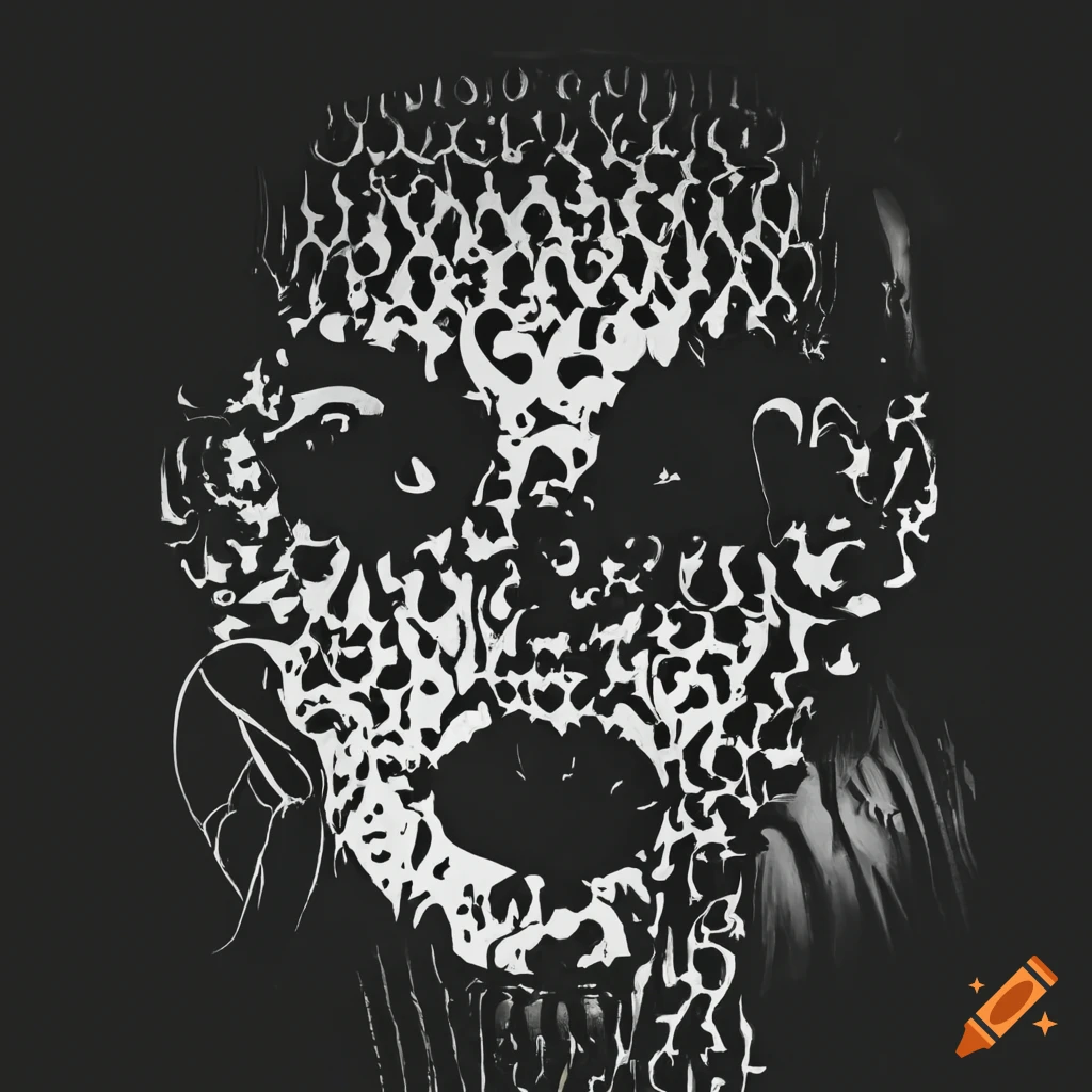 Black and white stencil artwork on Craiyon