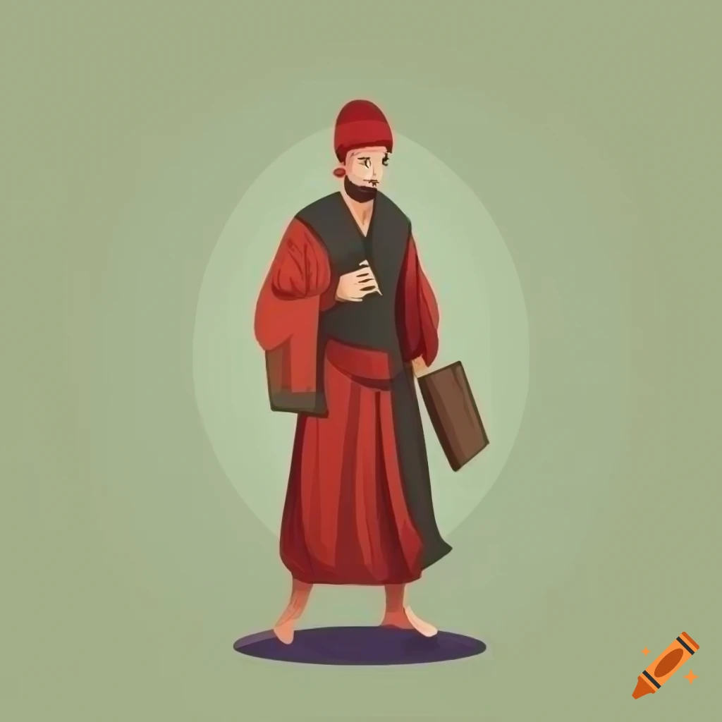 Vector art of a medieval oriental accountant on Craiyon