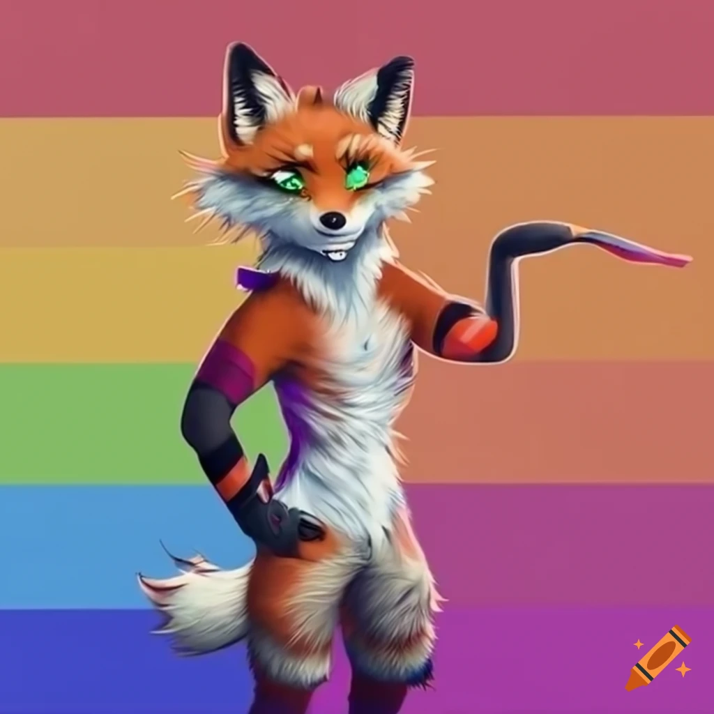 Fox furry holding a pride flag on Craiyon