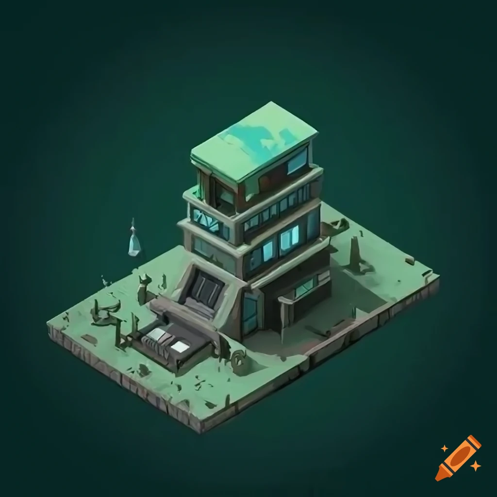 Colored isometric military barracks on Craiyon