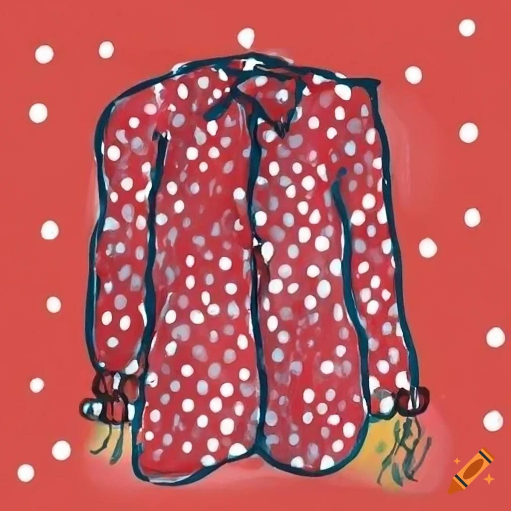 Watercolor drawing of a red shirt with polka dots on Craiyon