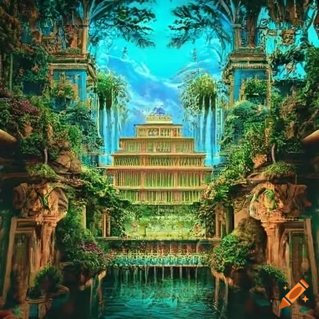 Picture of the hanging gardens of Babylon on Craiyon