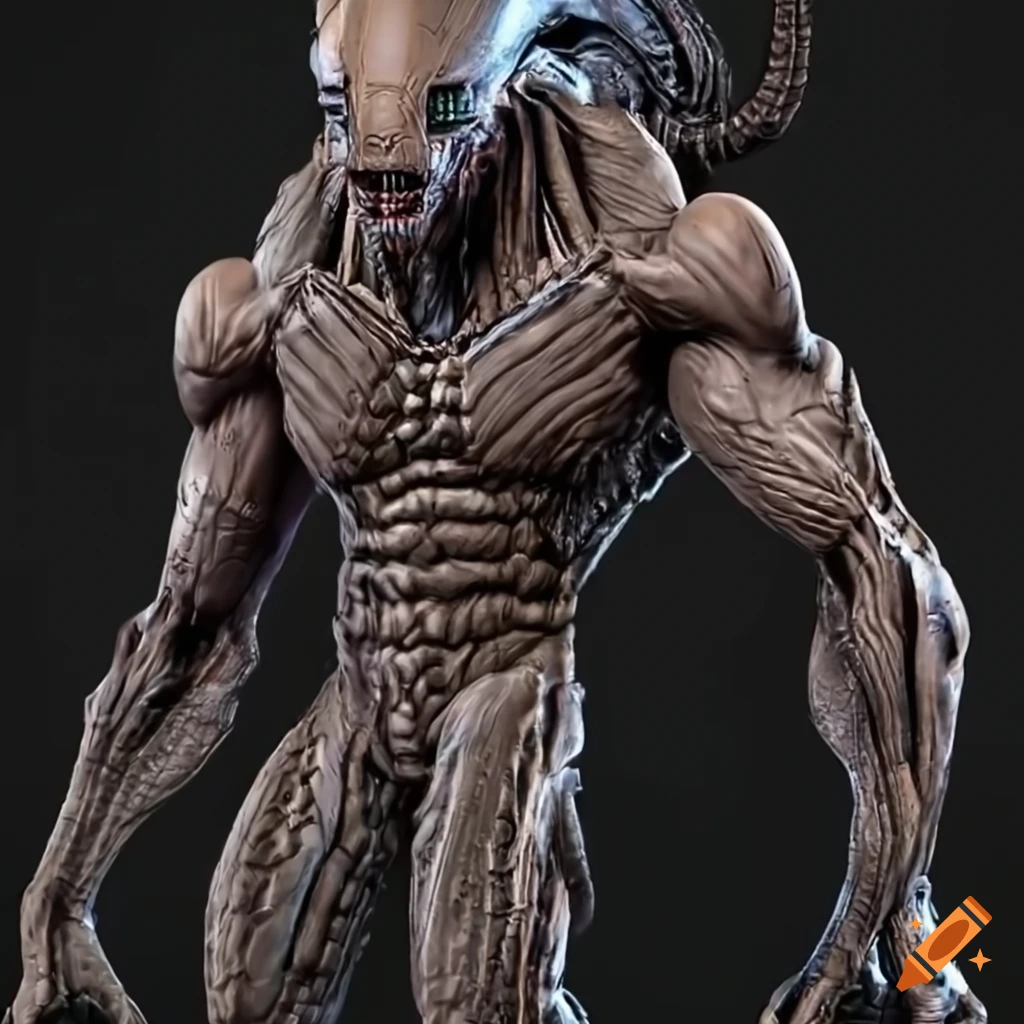 Image of a muscular and intimidating armored alien on Craiyon
