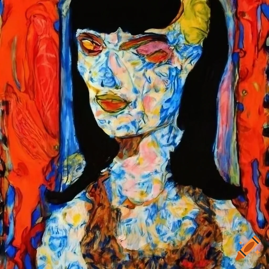 Portrait in abstract oil painting style on Craiyon