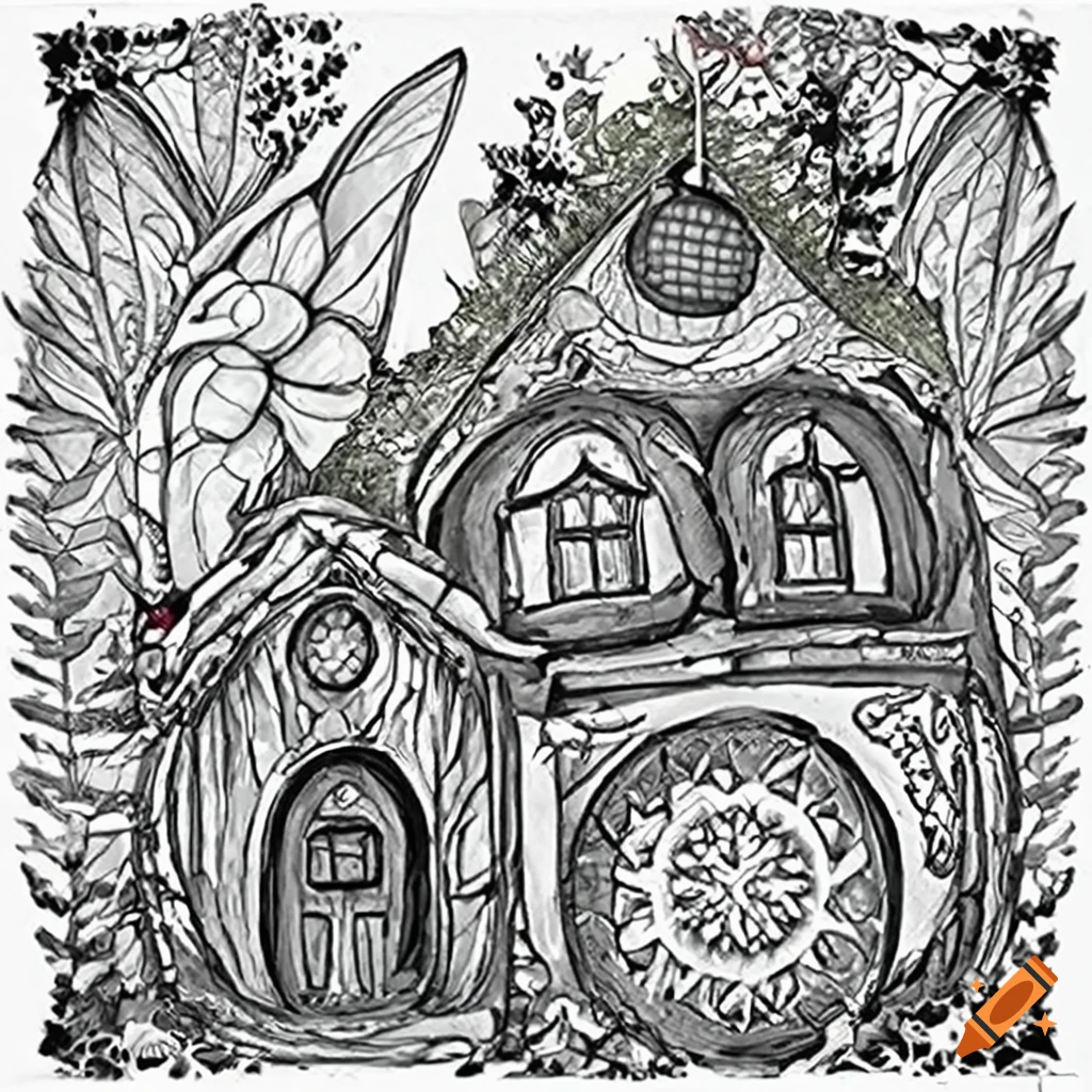 Enchanted Christmas house for adult coloring book on Craiyon