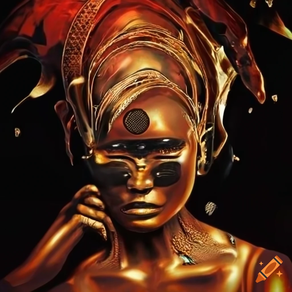 Surrealist abstract artwork of a cyborg African tribe on Craiyon