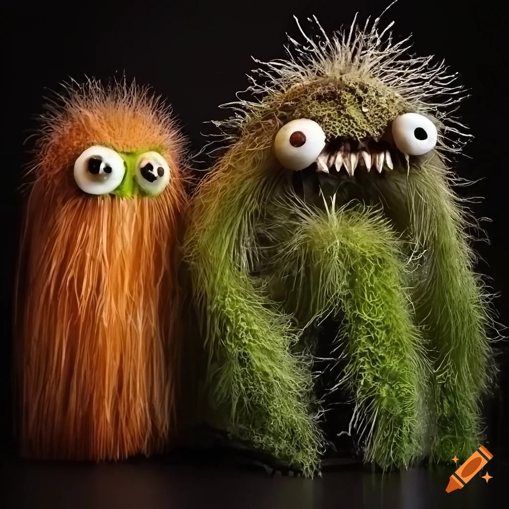 Terrarium with hairy vegetable monsters on Craiyon