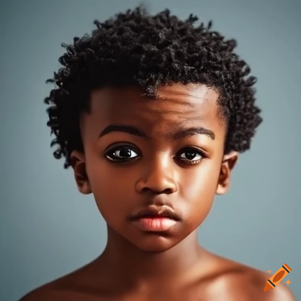 Portrait of a handsome black boy with nice eyebrows and eyes on Craiyon