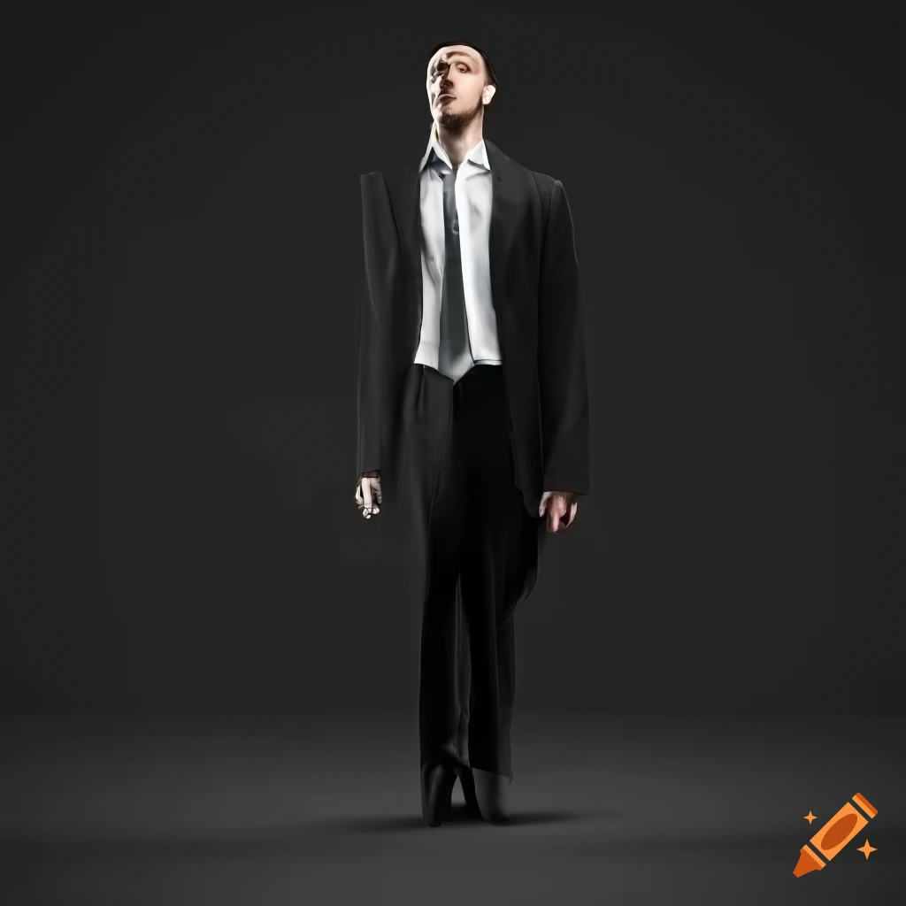 Professional business man in an awkward posture on Craiyon