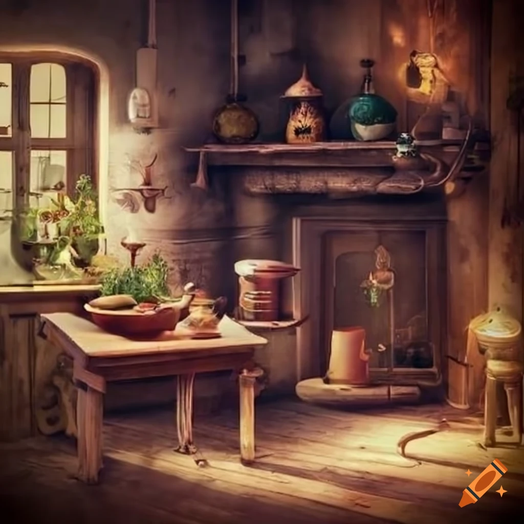 Image of a magical alchemy room on Craiyon