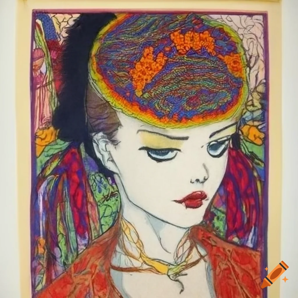 Hand-drawn anime portrait with abstract elements on Craiyon