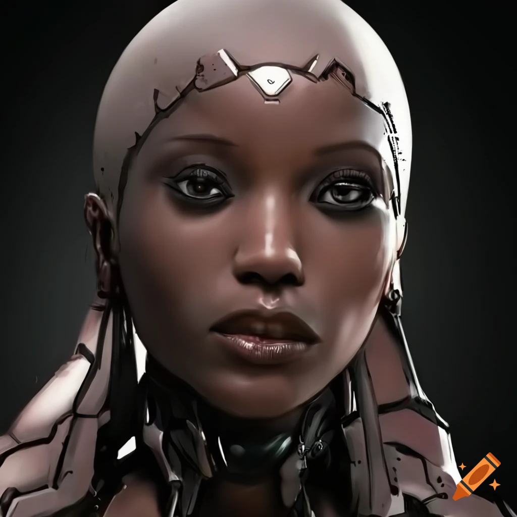 Photorealistic depiction of a Malian female cyborg on Craiyon
