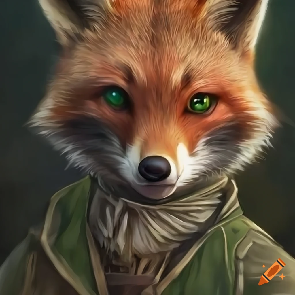Hd artwork of a red raccoon fox adventurer on Craiyon
