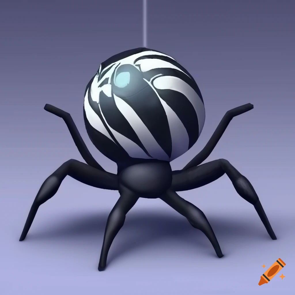 Stylized black and white spider with long legs on Craiyon