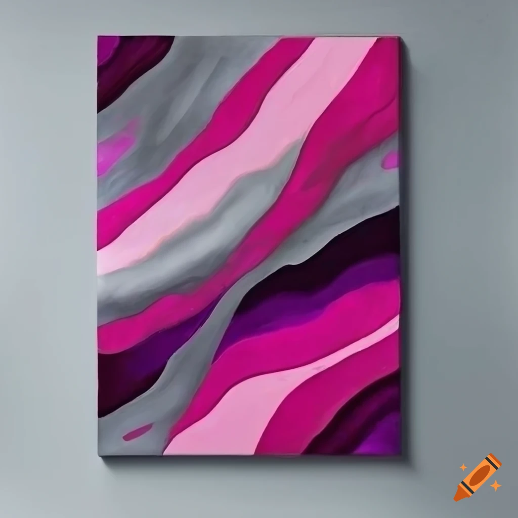 Magenta and grey geometric abstract painting on Craiyon
