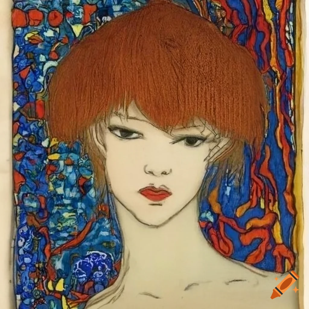 Hand-drawn anime portrait with abstract elements on Craiyon