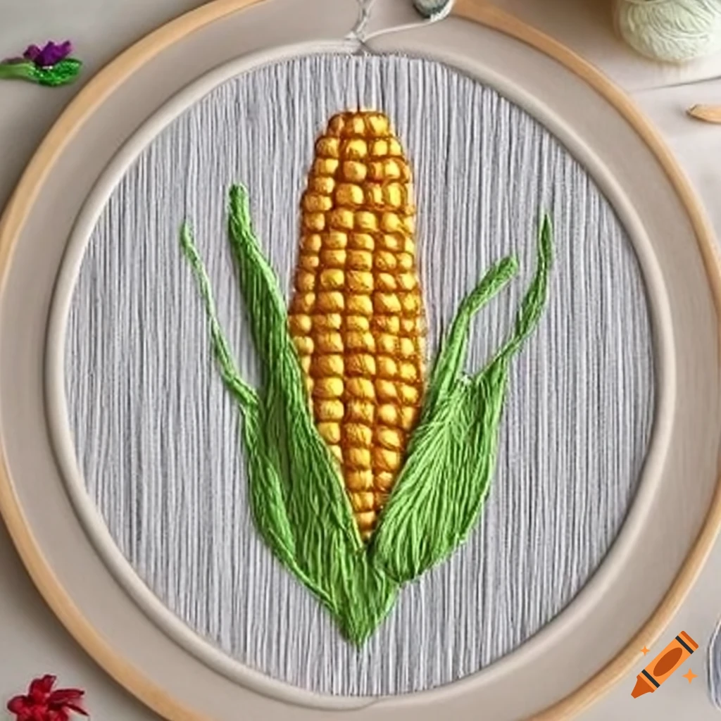 Embroidery pattern of corn design on Craiyon