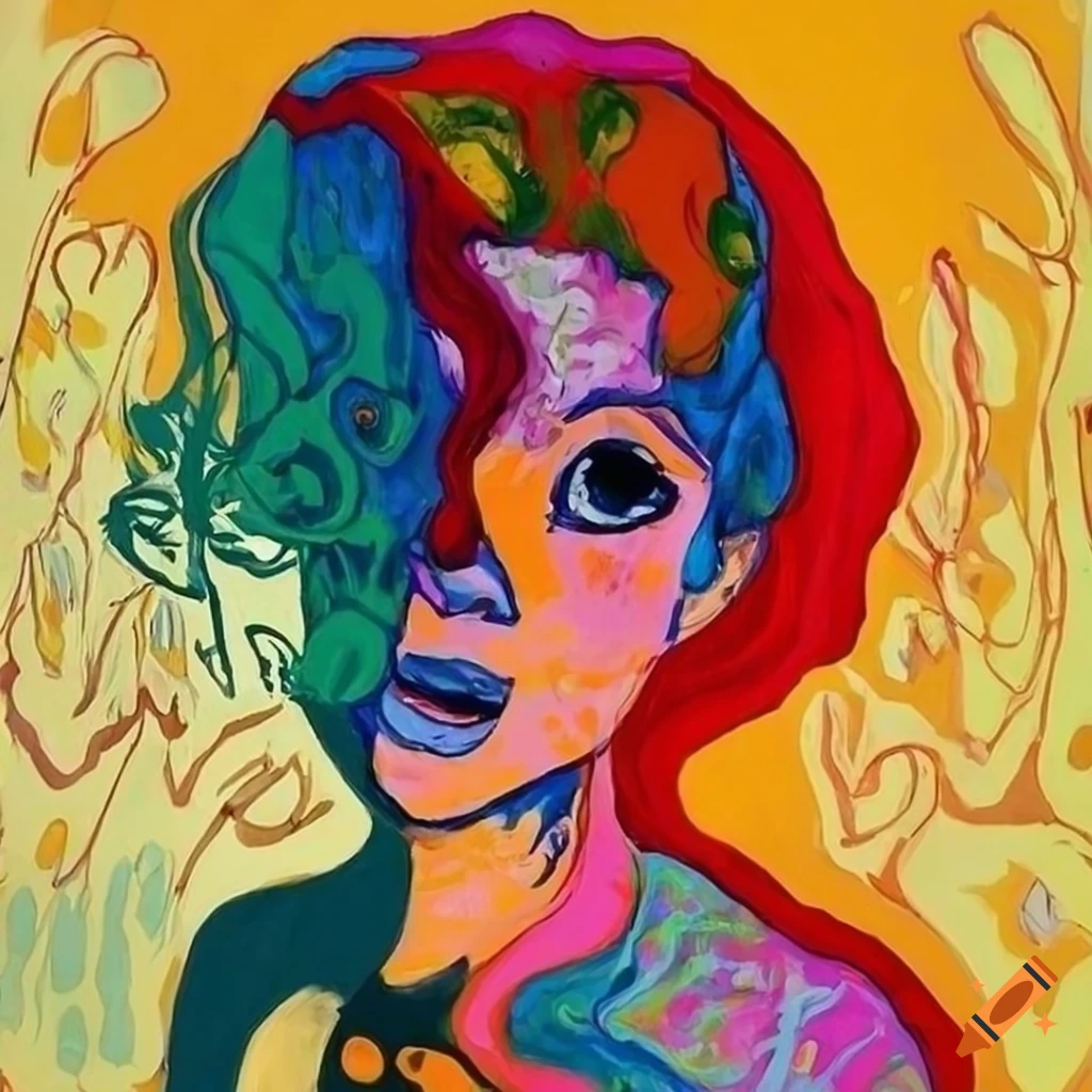 Vibrant individualistic portrait in abstract style on Craiyon