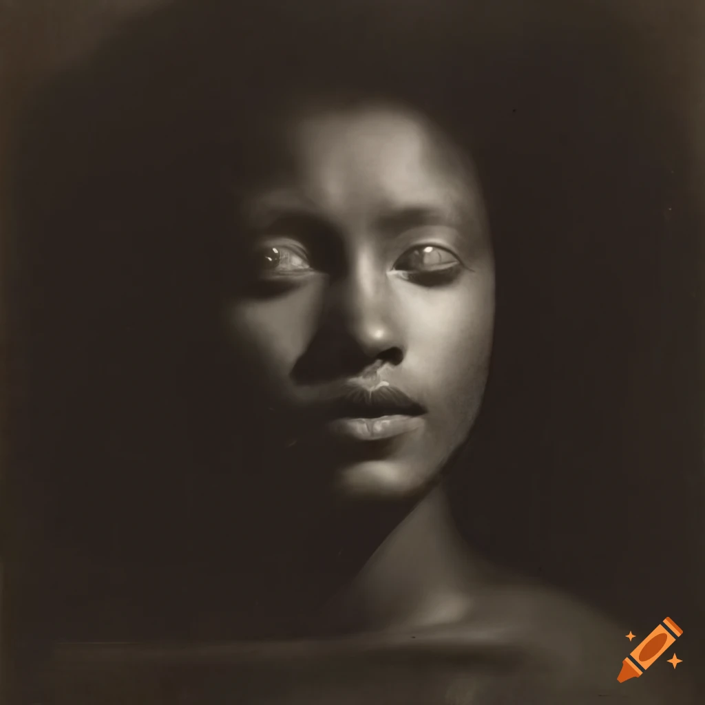 Mezzotint of a stunning and beautiful female portrait on Craiyon
